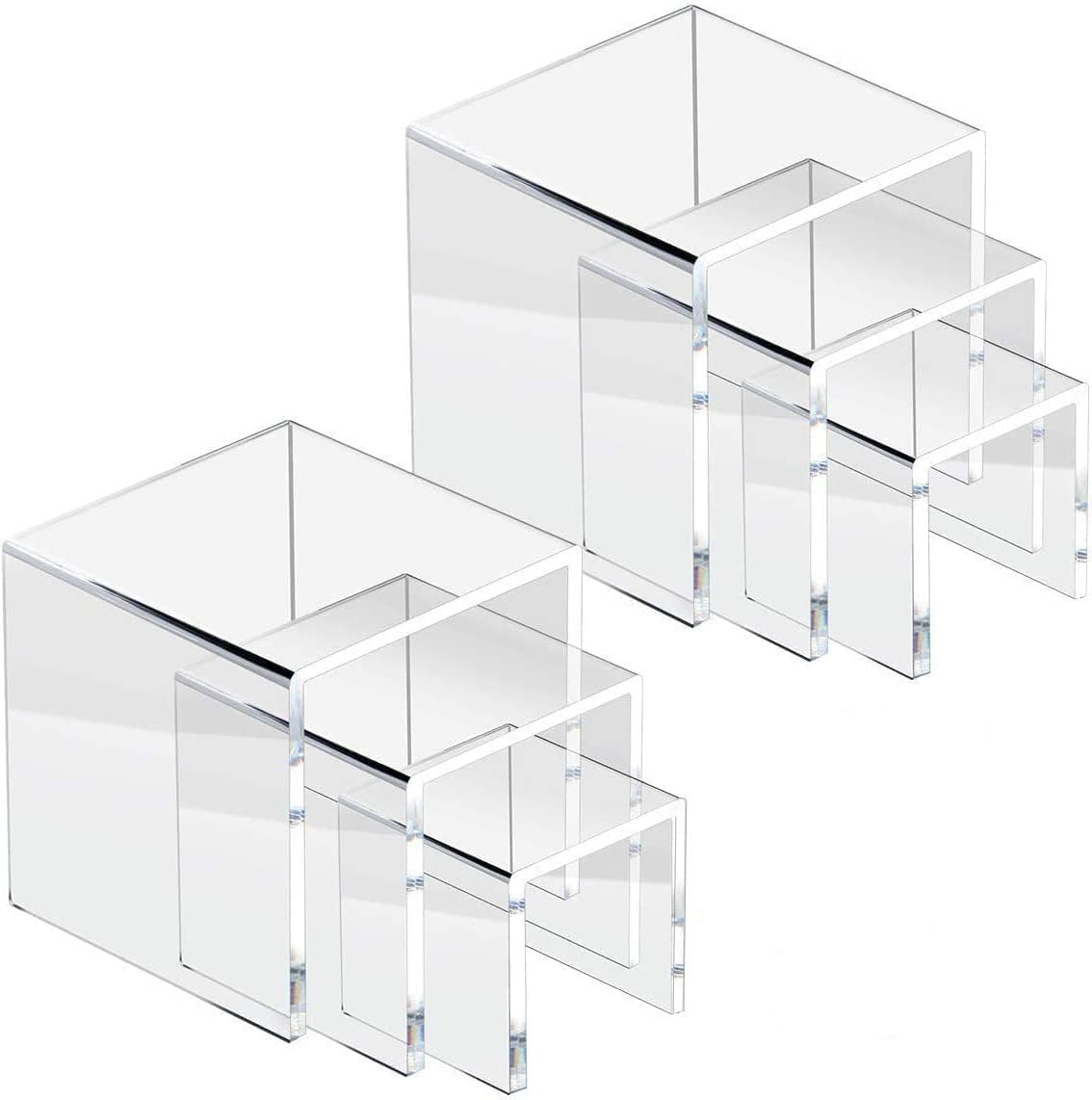 MSYU 2 Set Clear Acrylic Display Risers 3 Tiers Rectangular Risers ...