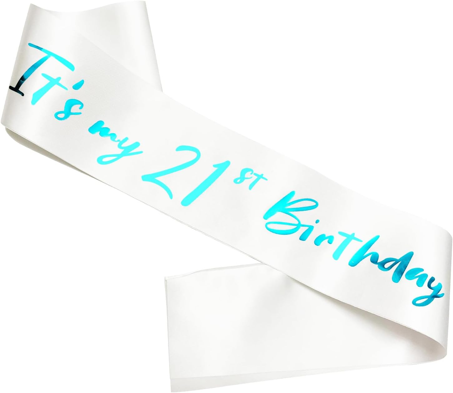 Amazon.com: 21st Birthday Sash, White Satin Soft Sashes with Blue Foil ...