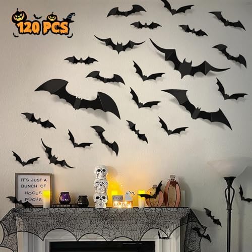 Amazon.com: Halloween Decorations Bat Wall Decals Stickers Decor, 96 ...