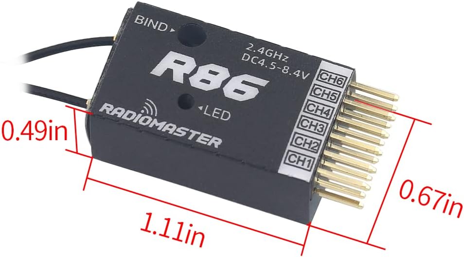 RadioMaster R86 6CH Receptor PWM SBUS Formato compatible con FrSky D8 ...