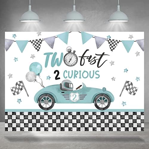 Amazon.com : Mocsicka Two Fast Birthday Backdrop Race Car Happy 2nd ...