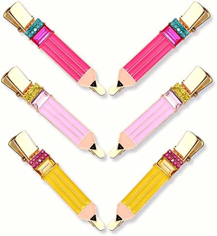 Amazon.com : HZEYN Pencil Hair Clip - 6 Pack Teacher Hair Clips Funny ...