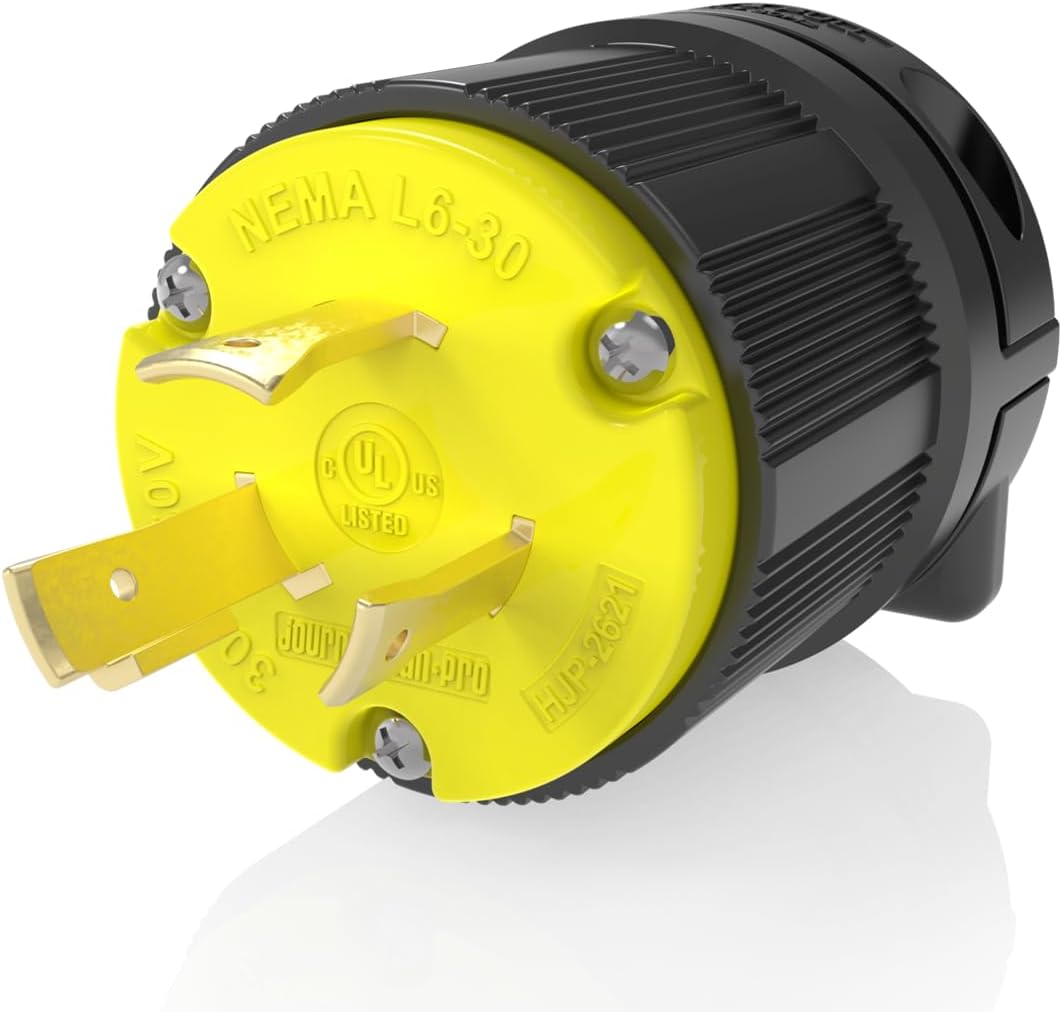Amazon.com: Journeyman-Pro NEMA L6-30P 30 Amp, 250 voltios, 2P, 3W, conector de enchufe macho de ...