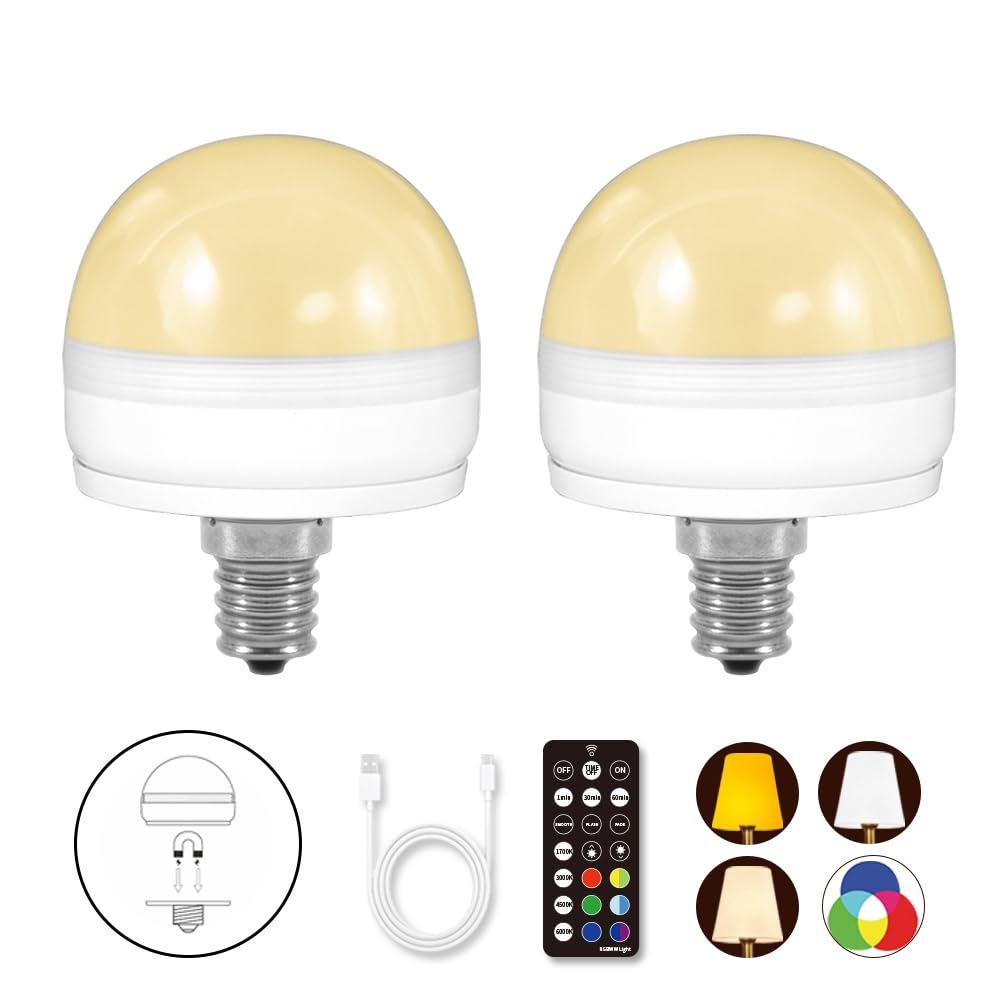 BLUEYE E12 Rechargeable Light Bulb,2Packs,300LM,40W Equivalent ...