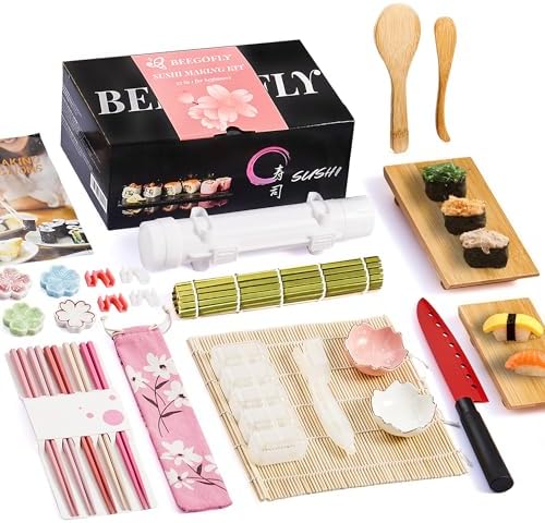 Amazon.com: Beegofly Sushi Making Kit, 27-In-1 Sushi Bazooka Roller Set ...