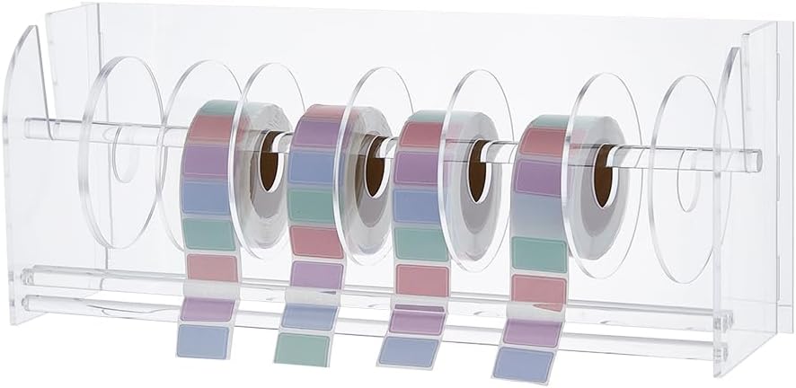 SUPERFINDINGS Acylic Label Dispenser Adjustable Sticker Roll Holder ...