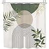 Amazon.com: Mitpok Green Boho Mid Century Shower Curtain 72Wx72H Abstract Gold Leaves Grey ...
