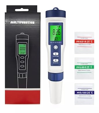 Comprobador Digital 5 En 1 (De Ph/ec/tds/temp./salinidad), Medidor de Calidad del Agua, Probador ...