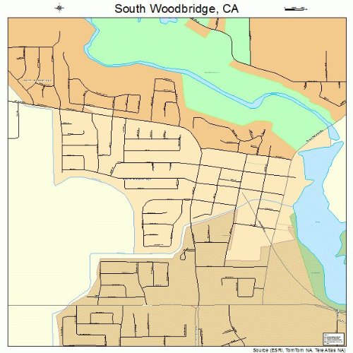 Large Street & Road Map of South Woodbridge, California CA - Printed ...
