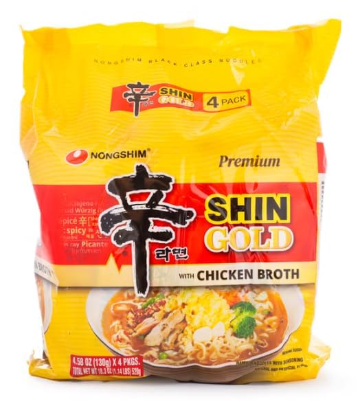 Amazon.com : Shin Ramyun Gold Chicken Soup Ramen Noodles 4 Pack 18.32 ...