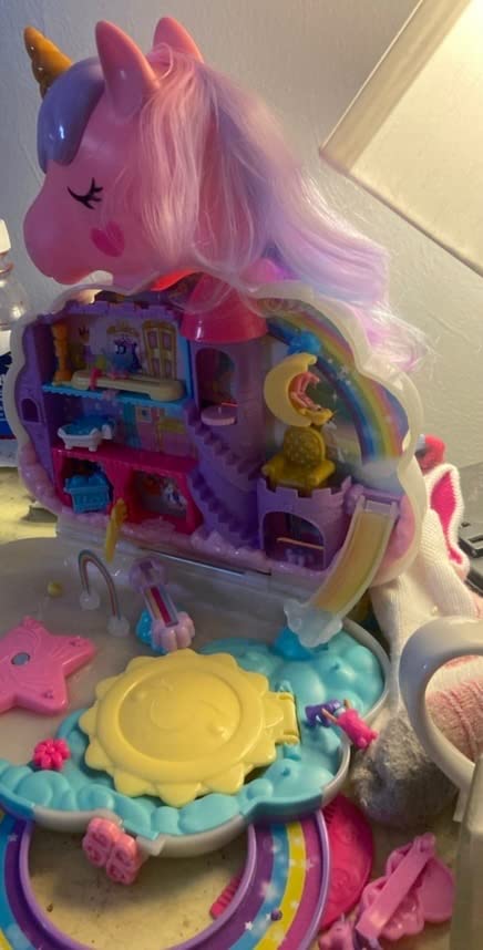 Amazon.com: Polly Pocket 2-in-1 Travel Toy, Rainbow Unicorn Salon ...