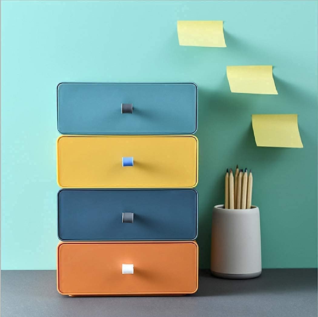 Amazon.com: 4 Drawer Plastic Storage - 4 Colors Stackable Storage ...