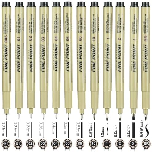 Amazon.com : HUJUGAKO Black Micro Pens,Micro-Pen Fineliner Ink Pen ...