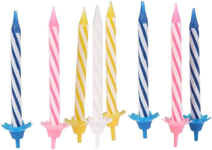 PARENCE - Lot de 24 Bougies d'Anniversaire avec 12 Accroches - Ajoutez ...