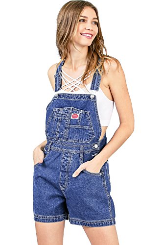 Revolt by Palomares Women's Juniors Vintage Twill/Denim Short Overalls ...