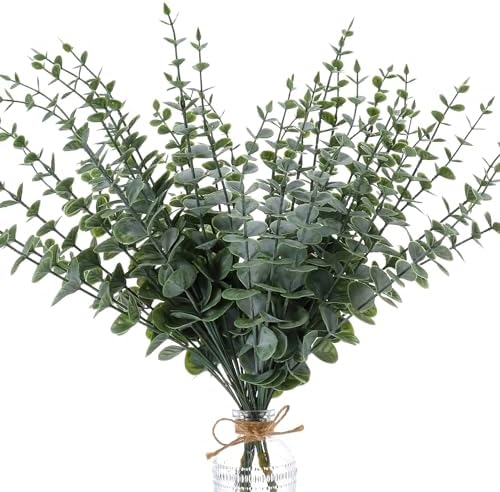 50pcs Eucalyptus Stems Artificial Eucalyptus Leaves Stems Real Grey ...