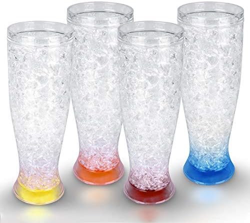 Freezer Ice Beer Mugs, Drinking Glasses, Double Wall Gel Frosty Beer ...