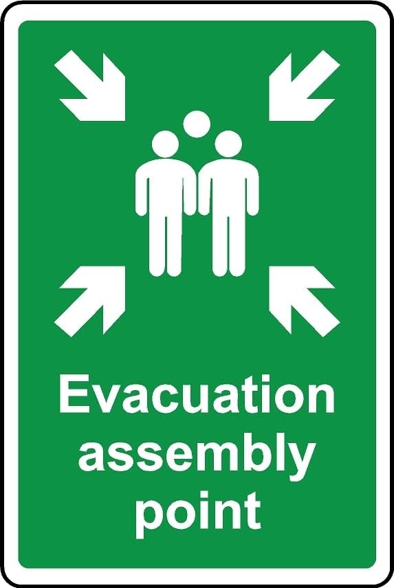 Evacuation Assembly Point Safety Sign - 1mm Plastic Sign (200mm x 150mm ...