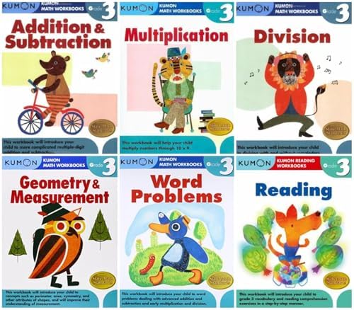 Kumon Third Grade Math & Reading Workbooks 6-Book Bundle Set - Master ...
