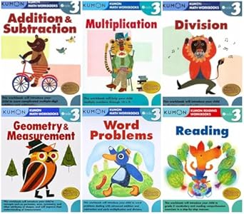 Kumon Third Grade Math & Reading Workbooks 6-Book Bundle Set - Master ...
