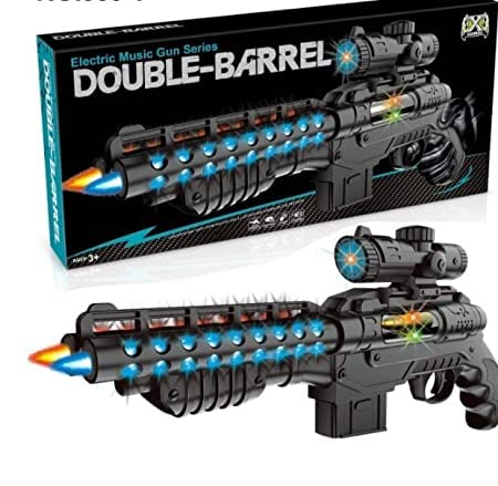 Kindle JOY'S Black Toy Gun with Music Double Barrel Electric Gun with ...