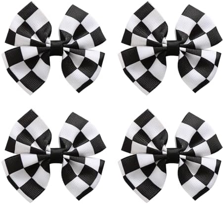 Amazon.com : Glitter Pink Checkered Buffalo Plaid Hair Bows 4'' for ...