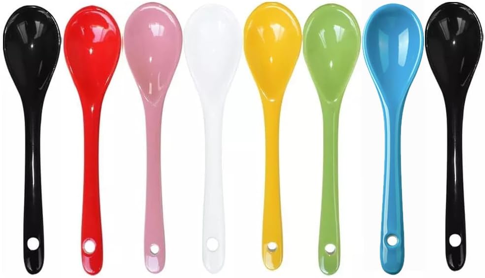 Amazon.com: Lotatheta 8 Color Porcelain Egg Spoons Ceramic Spoons 5 ...
