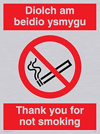 Viking Signs PS912-A5P-SV "Diolch Am Beidio Ysmygu/Thanks For Not ...