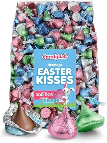 Amazon.com: Hershys Kisses Easter Candy Milk Chocolate, 2 LB Bulk Bag ...