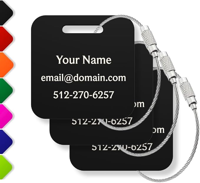 Amazon.com: Custom Luggage Tags (3 or 6 Pack) - Personalized Unique ...