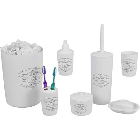 Amazon.com: Home Basics Paris Collection 7 Piece Bath Ensemble Bathroom ...