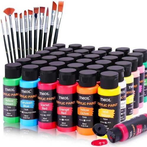 Shuttle Art 18 Colors Acrylic Paint Bottle Set (250ml/8.45oz), Rich ...