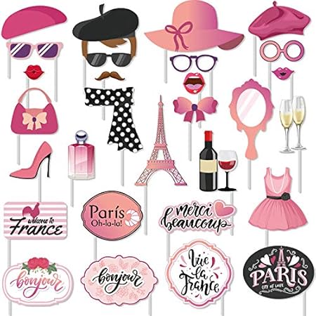 Amazon.com: Parisian Inspired Deluxe Kit Photo Booth Props Mustache on ...