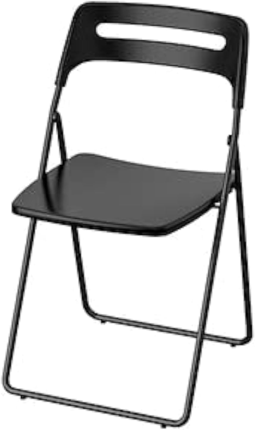 IKEA Steel Foldable/Durable Chair With Cut-Out Handle/Back Rest- Black ...