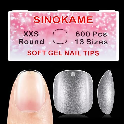 Amazon.com: Extra Extra Short Round Gel Nail Tips, SINOKAME Extra Short ...
