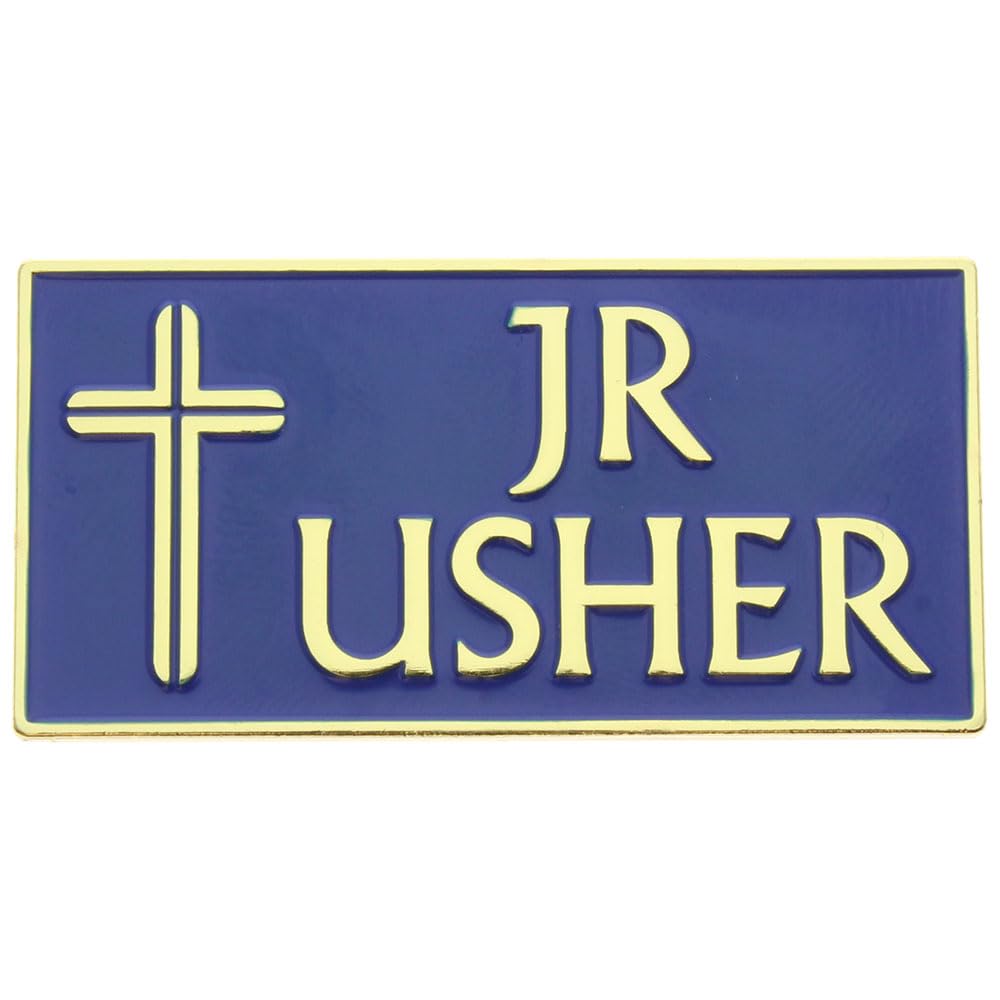 Amazon.com: Junior Usher Badge Pin-Back for Church Blue Gold (Set of 2 ...
