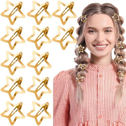Amazon.com : Isslly 12PCS Cute Star Hair Clips for Women, Gold Metal ...
