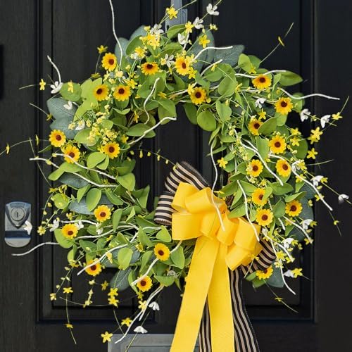 Amazon.com: Spring Wreaths for Front Door Artificial Daisy Floral ...