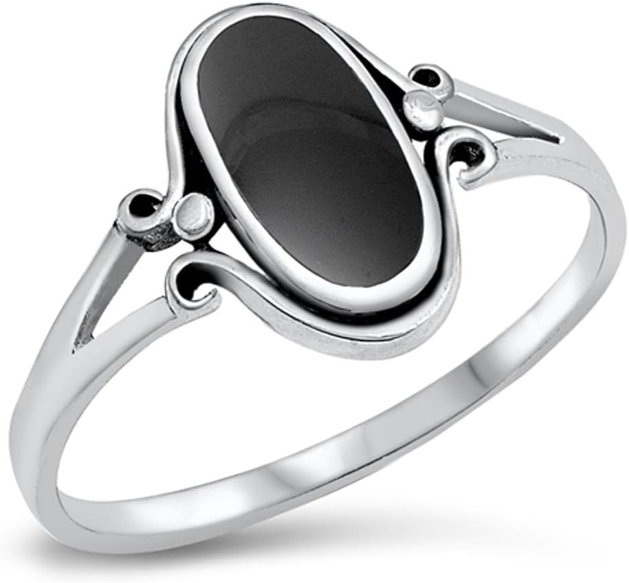 CHOOSE YOUR COLOR Sterling Silver Long Oval Ring
