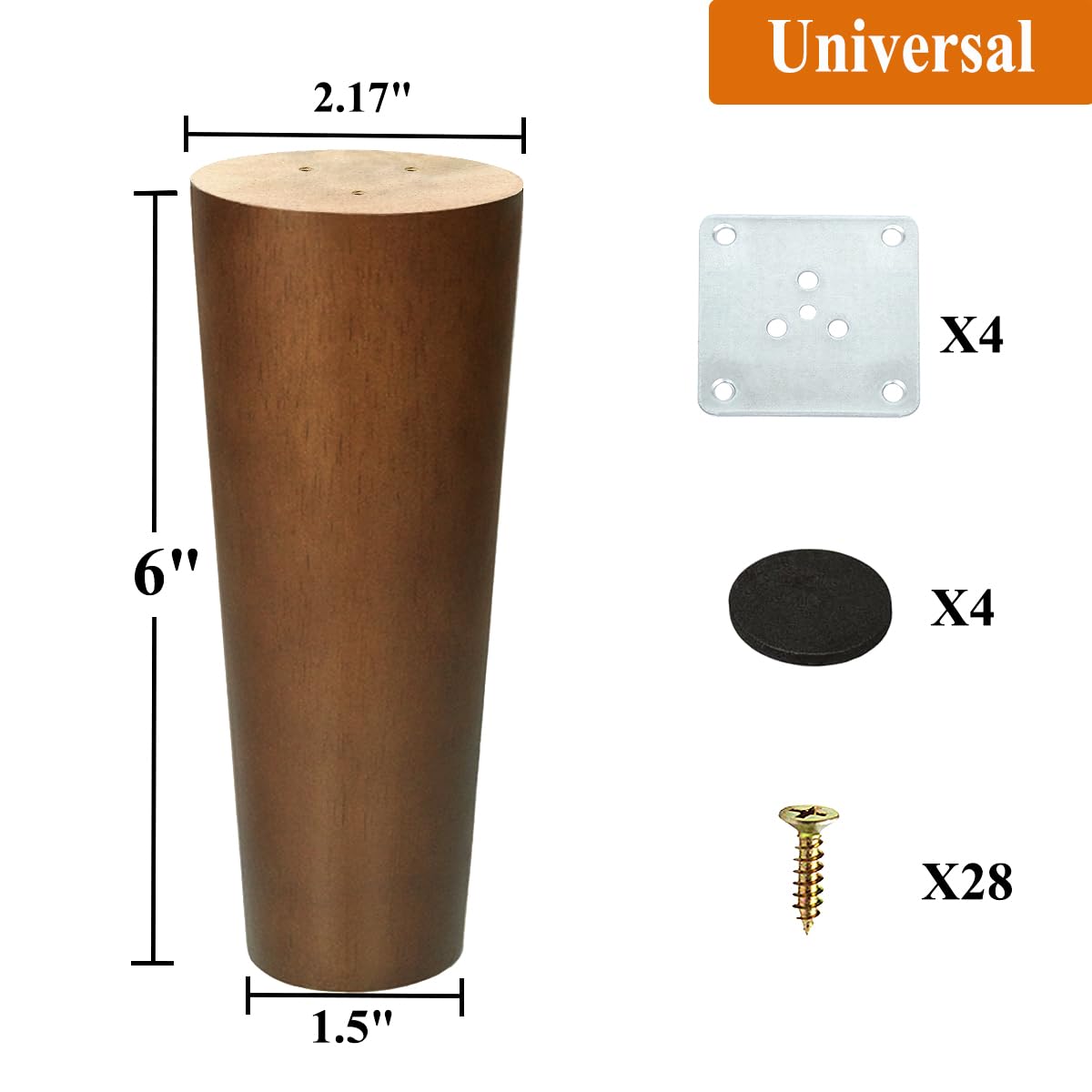 Snapklik.com : Wood Furniture Legs 6 Inch Round Couch Legs Universal ...