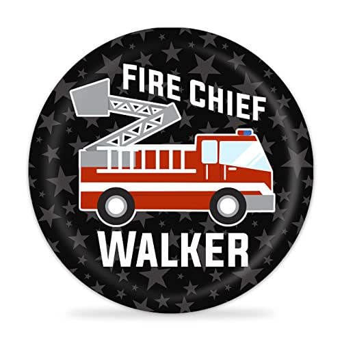 Amazon.com: Fire Truck Plate - Black Stars Fire Engine Melamine ...