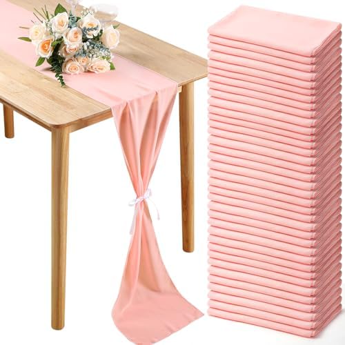 Amazon.com: Preboun 48 Pack Pink Chiffon Table Runner 12 x 102 Inches ...