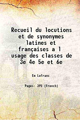 Amazon.in: Buy Recueil du locutions et de synonymes latines et ...
