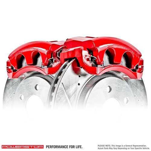 Power Stop S4536 Performance Rear Brake Calipers Powder Coated Red Pair ...