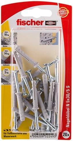Amazon.com: Fischer 52249 5 x 30/10 mm N S Hammer Fix - Multi-Colour ...