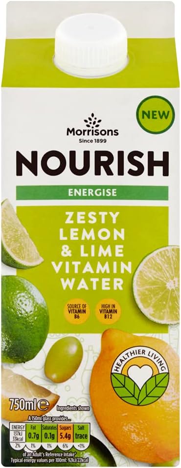Morrisons Nourish Vitamin Water Lemon & Lime, 750ml : Amazon.co.uk: Grocery