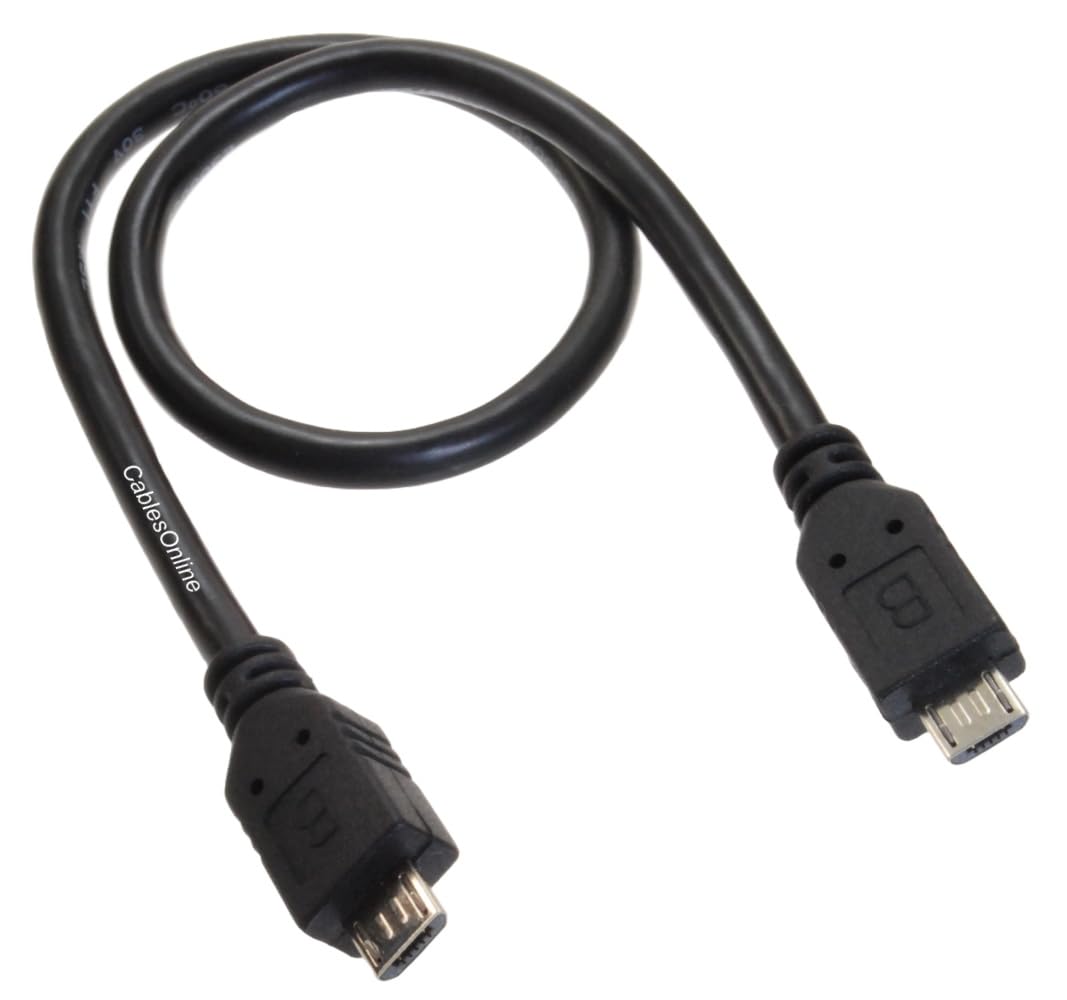 Amazon.com: CablesOnline, 1ft USB 2.0 Micro-B 5-Pin Male to Micro-B 5 ...