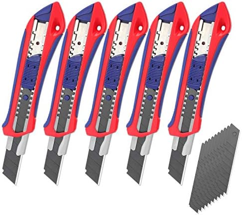WORKPRO 5-Pack Snap-Off Utility Knife with 20-Pack 18mm Razor Sharp ...
