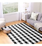 Amazon.com: joybest Buffalo Plaid Rug 4 x 6 ft Black and White ...