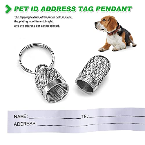 6 Packs Pet id Tags, Brass Pet Tube Tag Cat Name Tags Barrel Silver ...